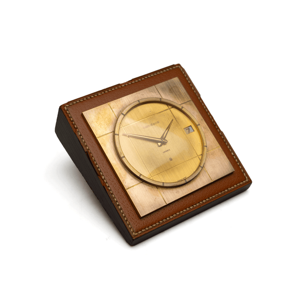 Hermes Leather Desk Clock - Mantiques Modern