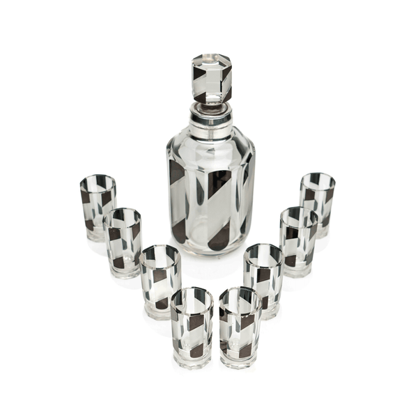 French Deco Sterling & Crystal Bar Set - Mantiques Modern