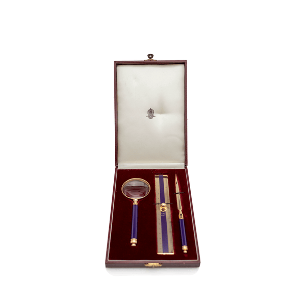 Asprey Gilt Enamel Desk Set - Mantiques Modern